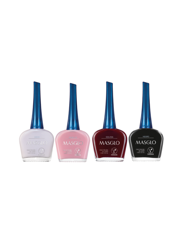 Kit 4 Tonos (Nieve, Rebelde, Golosa y Negro) Masglo – Meriti Cosmetics